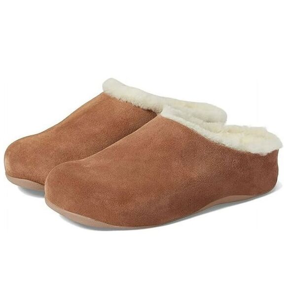 Fitflop | Shoes | Fitflop Shuv Shearling Lined Suede Clogs Light Tan ...
